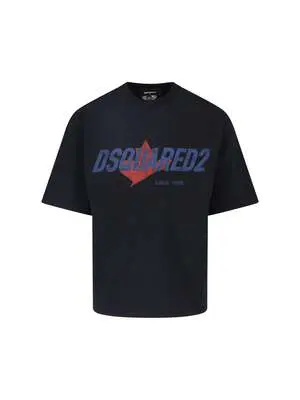 Dsquared2 Graphic Logo Cotton T-shirt - Black