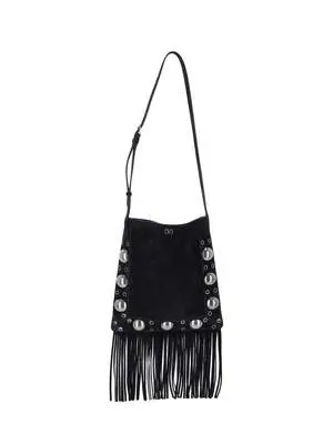Valentino Garavani Suede Studded Fringe Shoulder Bag
