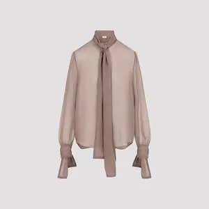 Saint Laurent Silk Bow-tie Blouse