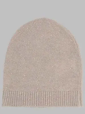 Fabiana Filippi Sequined Wool Blend Beanie - Beige