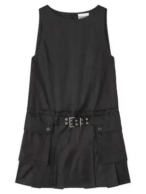 GANNI Sleeveless Cargo Mini Dress With Buckle Waist