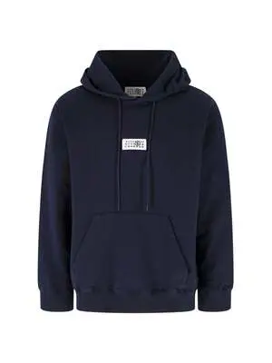 MAISON MARGIELA Mm6 Maison Margiela Logo Patch Pullover Hoodie Blue