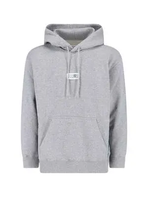 MAISON MARGIELA Logo Patch Pullover Hoodie - Grey