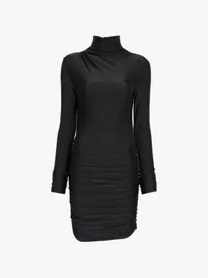 Andamane The Attico High-neck Ruched Long-sleeve Dress
