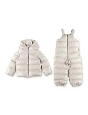Moncler Quilted Hooded Puffer Jacket And Overalls Set