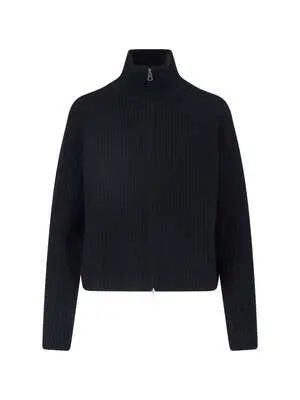 LISA YANG Ribbed Zip-up Turtleneck Sweater