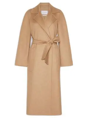 Max Mara Camel Patch Pocket Raglan Belted Coat - Beige