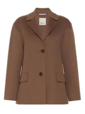 Max Mara Hand-sewn Double-drape Pure Wool Jacket With Notched Lapel - Marrone