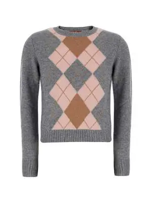 Max Mara Argyle Crewneck Sweater - Grey