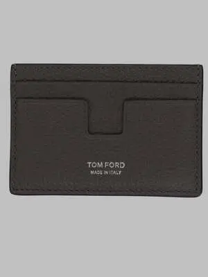 TOM FORD Leather Card Holder 7.5 Cm X 10 Cm - Grey
