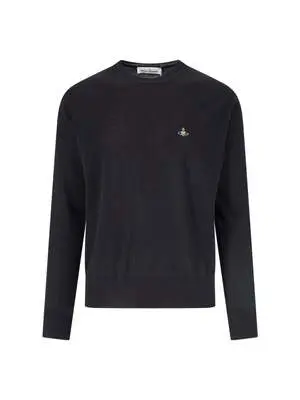 VIVIENNE WESTWOOD Embroidered Orb Crewneck Sweater - Black
