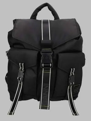GANNI Canvas Backpack With Silver Tone Hardware