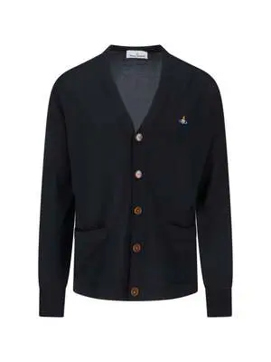 VIVIENNE WESTWOOD V-neck Button Front Cardigan - Black
