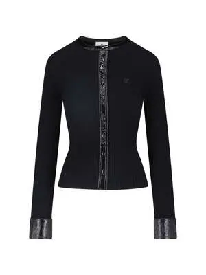 COURREGES Ribbed Snap-front Fitted Cardigan - Black