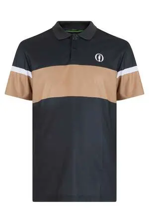 BOSS Short-sleeved Technical Fabric Polo With Contrast Panel Design - Black