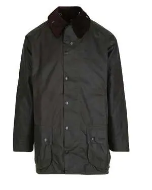 Barbour Waxed Cotton Coat With Corduroy Collar - Archive Olive