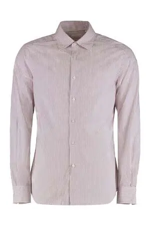 SLOWEAR Striped Long-sleeve Cotton Shirt - Red