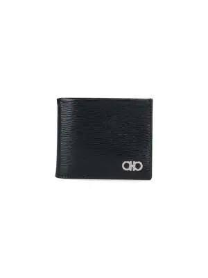 FERRAGAMO Textured Leather Bifold Wallet - Black