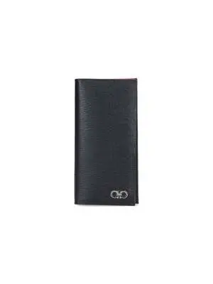 FERRAGAMO Leather Bifold Wallet - Black