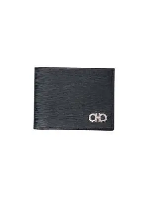 FERRAGAMO Leather Bifold Wallet - Black