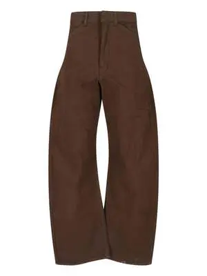 LEMAIRE High-waist Wide-leg Cotton Trousers