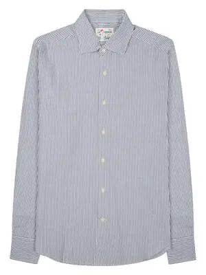 MC2 SAINT BARTH Linen Striped Button-up Shirt - Blue