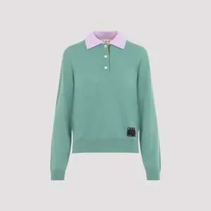 Marni Cashmere Polo Neck Sweater - Green