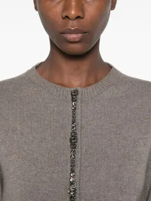 Fabiana Filippi Embellished Wool Cardigan - Brown