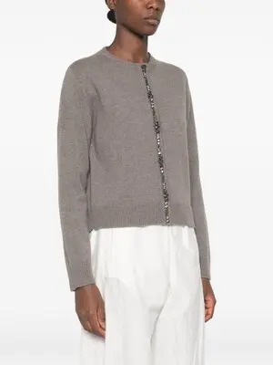 Fabiana Filippi Embellished Wool Cardigan - Brown