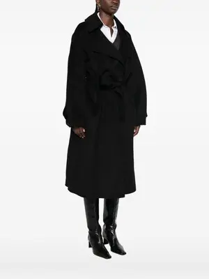 THE FRANKIE SHOP Issen Wool Blend Long Coat - Black