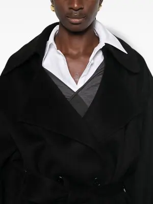 THE FRANKIE SHOP Issen Wool Blend Long Coat - Black