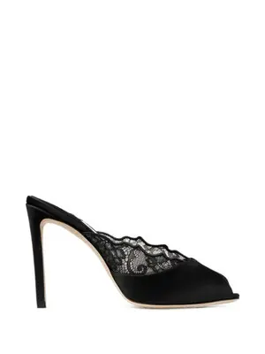 JIMMY CHOO Brigitte Lace Mules - Black