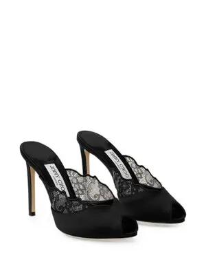JIMMY CHOO Brigitte Lace Mules - Black