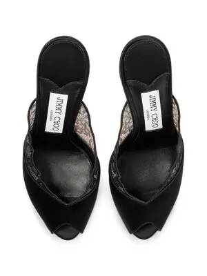 JIMMY CHOO Brigitte Lace Mules - Black