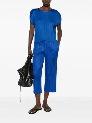 Issey Miyake Pleated Wide-leg Cropped Trousers