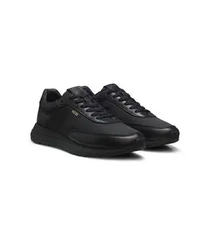 BOSS Monogram Sneakers With Leather Trim