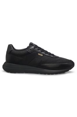 BOSS Monogram Sneakers With Leather Trim
