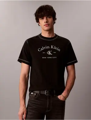 Calvin Klein Varsity Logo Washed Easy Tee - Black