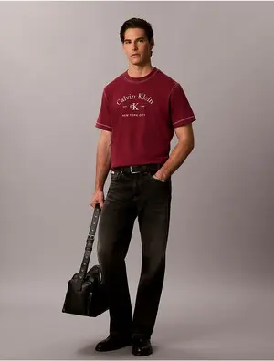 Calvin Klein Varsity Logo Washed Easy Tee - Rhododendron