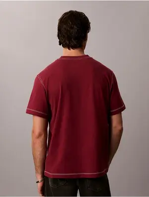 Calvin Klein Varsity Logo Washed Easy Tee - Rhododendron