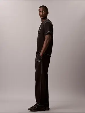 Calvin Klein Stitch Arch Logo Graphic Sweatpants - Black