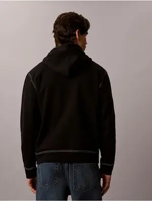 Calvin Klein Stitch Arch Logo Graphic Hoodie - Black
