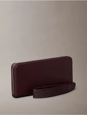 Calvin Klein Signature Logo Strap Zip Wallet - Fudge