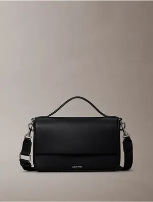 Calvin Klein Signature Logo Strap Flap Phone Crossbody Black