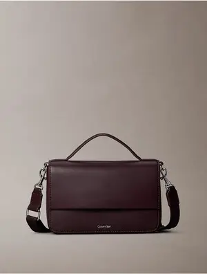 Calvin Klein Signature Logo Strap Flap Phone Crossbody - Fudge