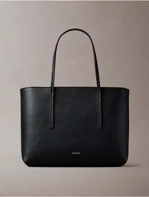 Calvin Klein Embossed Logo Small Tote Bag - Black