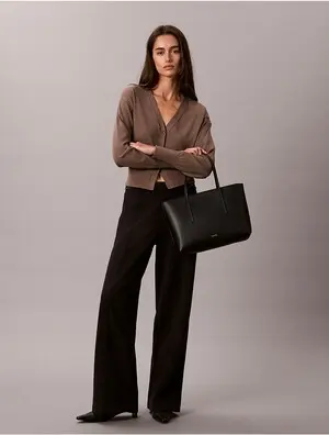 Calvin Klein Embossed Logo Small Tote Bag - Black