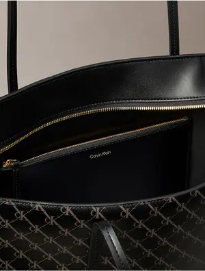 Calvin Klein Coated Monogram Zip Tote Bag