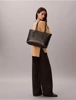 Calvin Klein Coated Monogram Zip Tote Bag