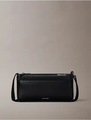 Calvin Klein Signature Logo Strap Zip Phone Crossbody - Black